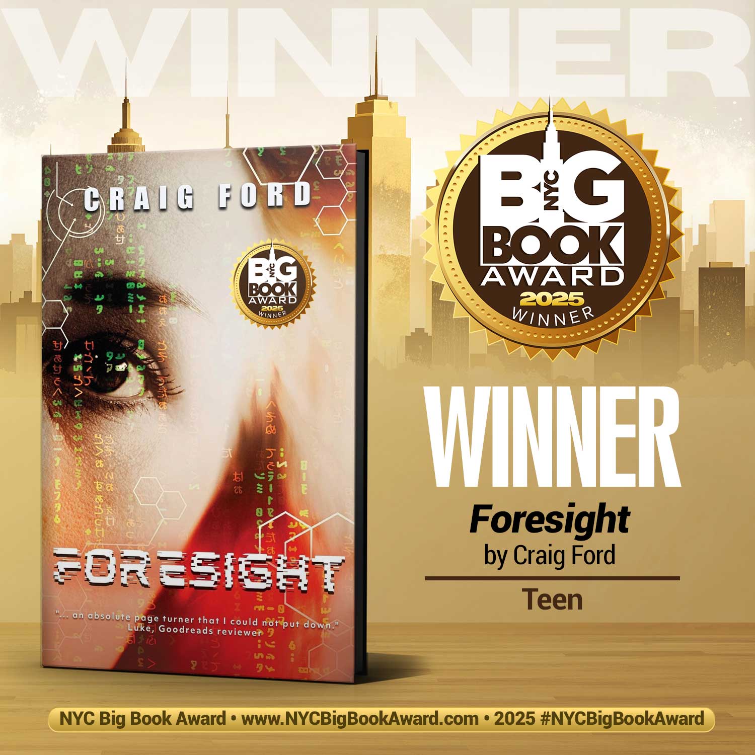 Foresight Wins NYC Big Book Award 2025 – Craig Ford Author